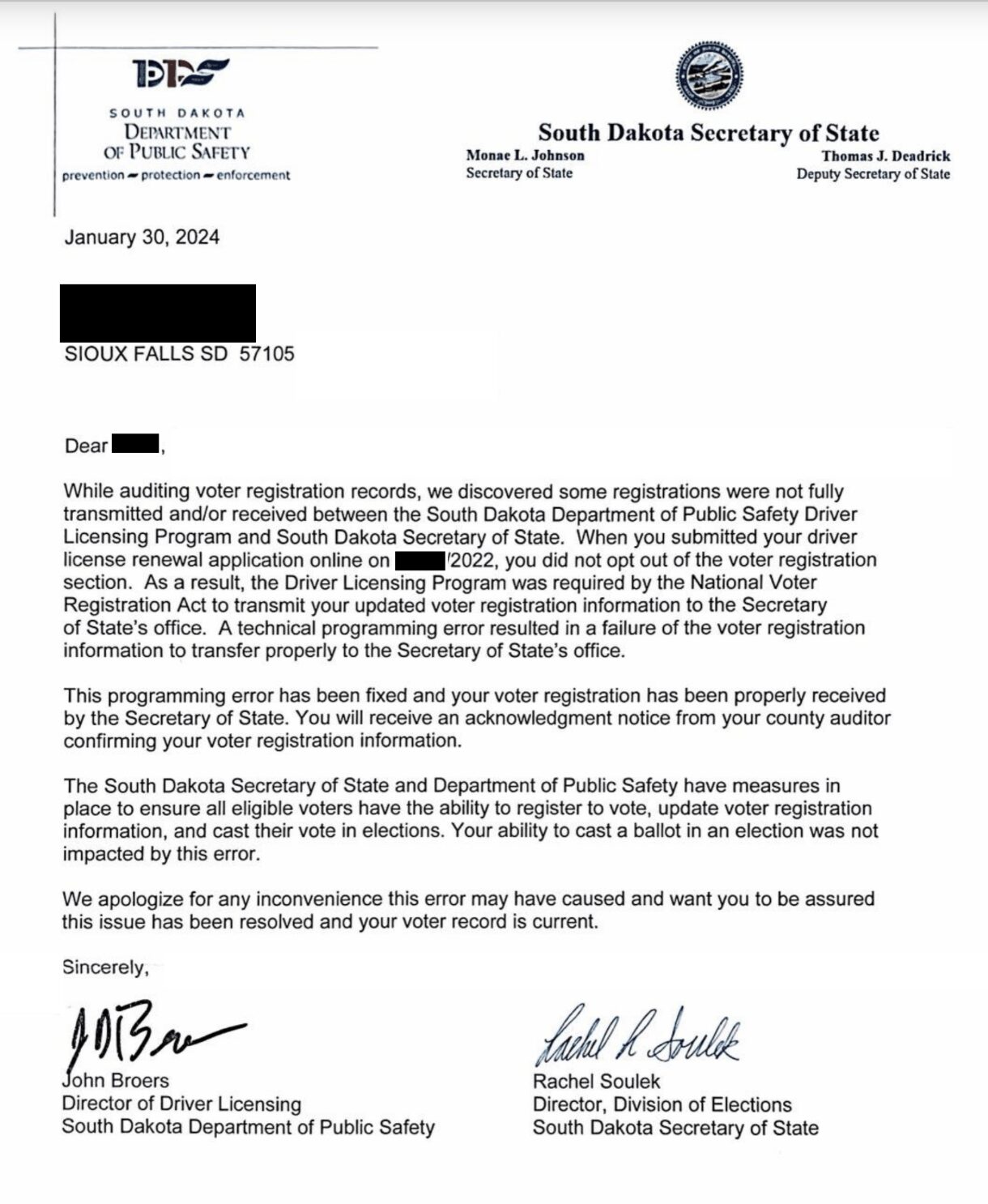 Computer Coding Error Snags South Dakota Voter Rolls | Aberdeen Insider